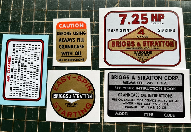BRIGGS & STRATTON 7.25-hp Decal Set For Model 19 Engines Simplicity ...