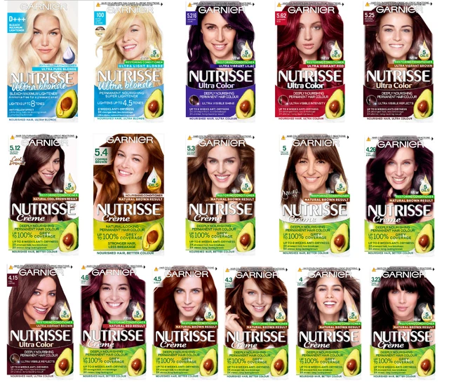 GARNIER NUTRISSE PERMANENT Haar Farbstoff Langhaltend Intensive Farbe ...