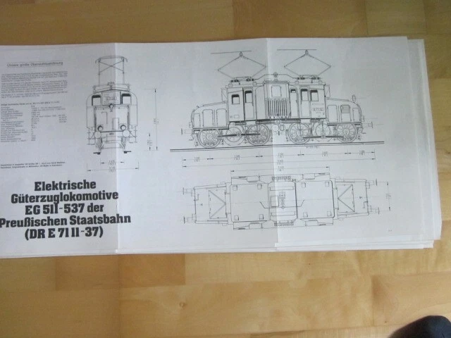 BAHN GROSSFORMAT RISSZEICHNUNG Preußen 3 Elektrische Güterzugslok EG ...
