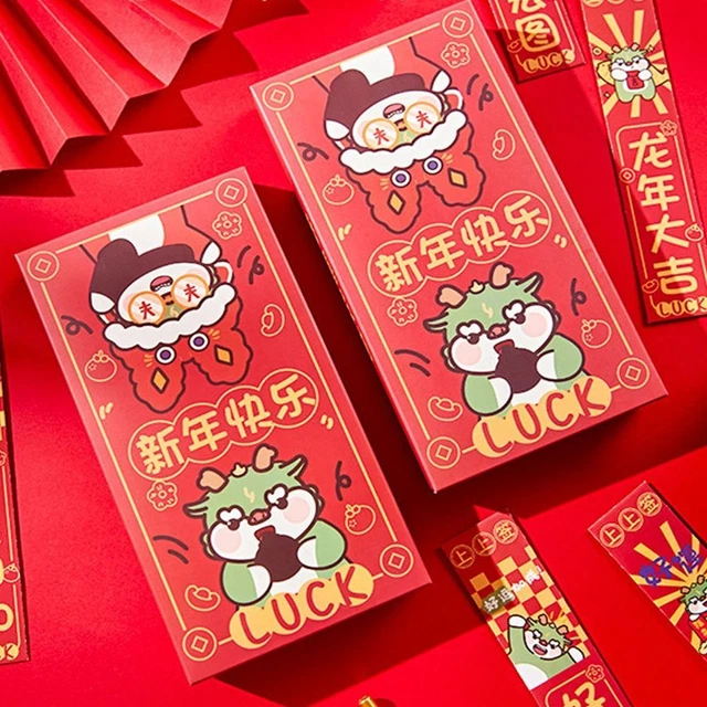 GOOD LUCK DRAW Lots Red Envelope Dragon Year Surprise Red Pockets Party ...