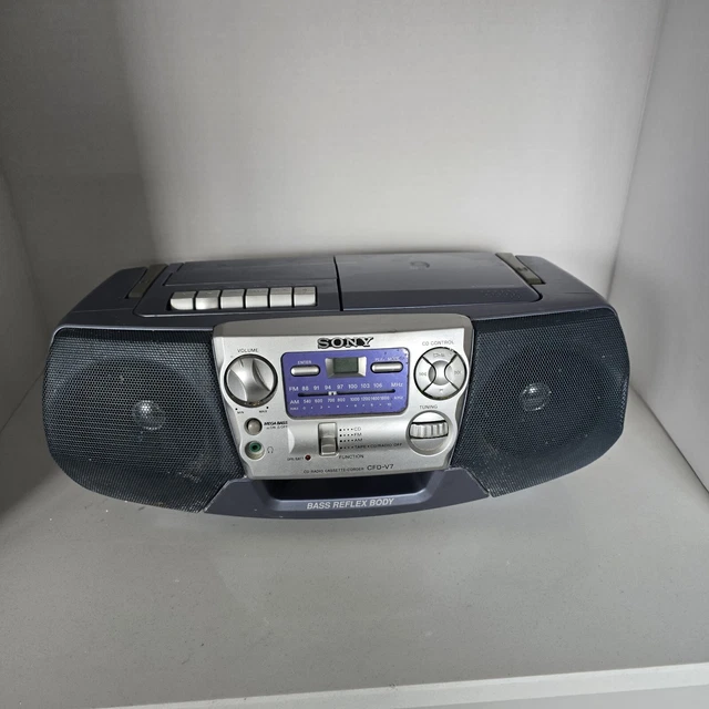 SONY CFD-V7 RADIO AM/FM CD & Cassette Tape Player Bass Reflex Boombox ...