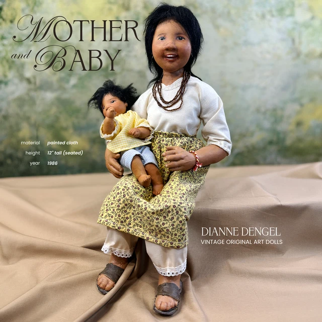 VINTAGE DIANNE DENGEL American Artist Cloth OOAK Dolls 1986 Mother ...