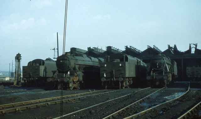 ORIGINAL SLIDE BR/LMS Black Five Steam Loco 45382 Newton Heath Shed ...