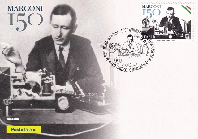 GUGLIELMO MARCONI CARTOLINA Filatelica 2024 Maximum Card EUR 4,20 ...
