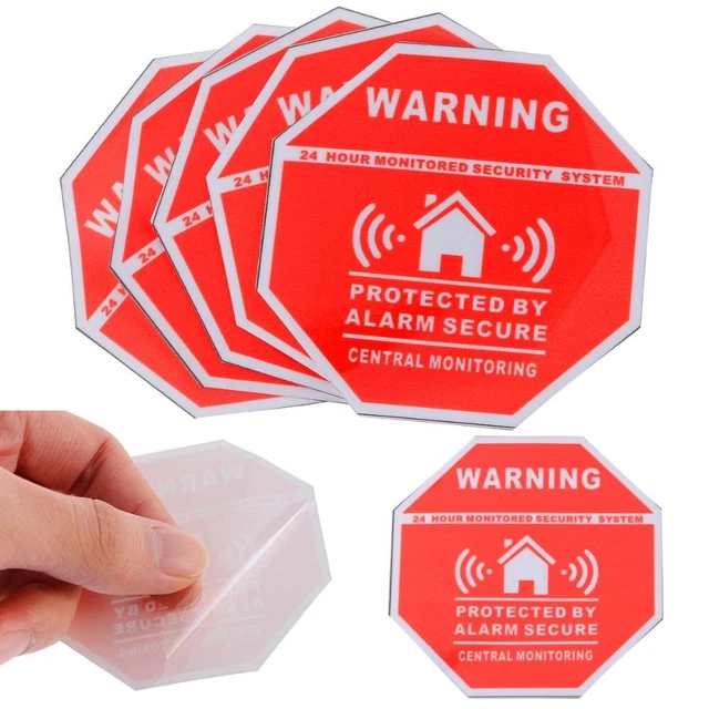 RED WARNING SIGNS Decals 10cm*10cm Safety System Stickers £3.31 ...