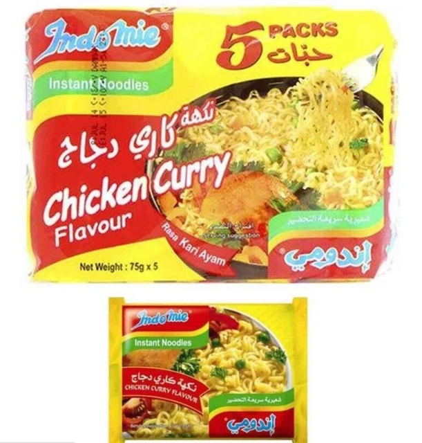 5 PACKET X INDOMIE Instant Noodles Chicken Curry Flavor نودلز بنكهة ...
