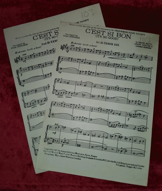 VINTAGE 'C'EST SI Bon' Sheet Music For 1st/2nd Tenor Sax. Ref00079 £11. ...