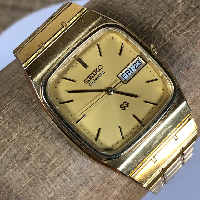 VINTAGE SEIKO SQ Men 8123-5189 Gold Tone Dial Day Date Quartz Analog Watch 8" £64.52 - PicClick UK