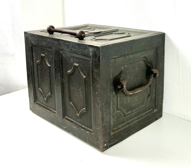 ANTIQUE STRONG BOX 18th Century Iron Safe Safety Deposit Chest Original ...