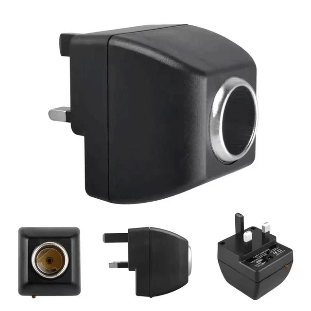 UK PLUG CAR Charger Lighter Socket 220V Mains Plug to 12V Car Charger ...