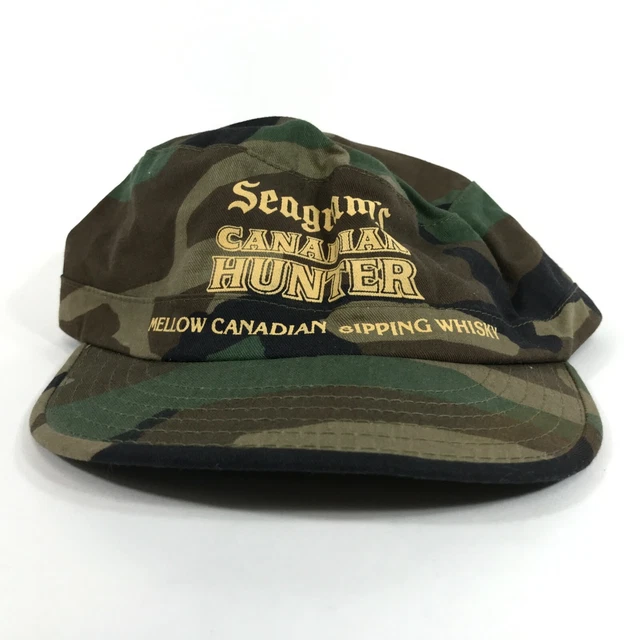 VINTAGE SEAGRAM'S CANADIAN Hunter Army Hat Camo Brown Green Whiskey ...