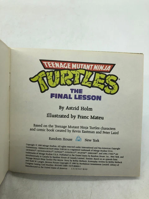 VINTAGE TEENAGE MUTANT Ninja Turtles: The Final Lesson Book (Random ...