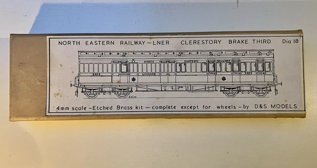 D&S MODELS BRASS 4mm NER LNER Clerestory Brake Third Coach Kit DS173 ...