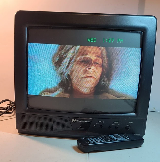 13& WHITE WESTINGHOUSE CRT TV & Remote Retro Gaming 4:3 80's Movies WTV ...