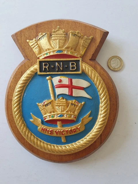 ORIGINAL SHIPS CREST R.N.B (HMS VICTORY) PORTSMOUTH METAL VERSION 8 x 6 ...