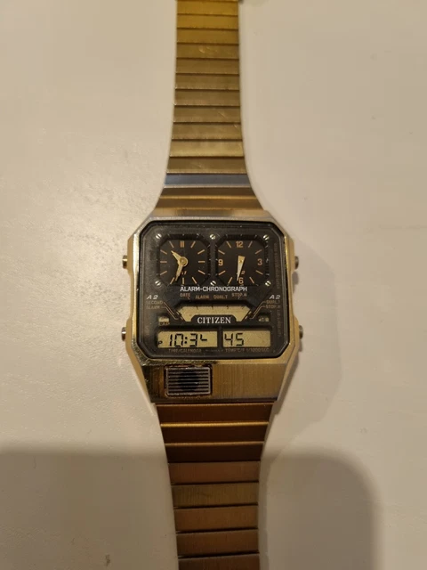 RETRO EARLY 1980S Citizen Golden Ana Digi Temp Watch Model No. 30-5529 ...