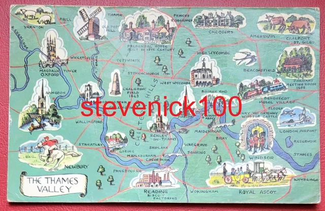 POSTCARD UNUSED - Map of the Thames Valley, London. £1.99 - PicClick UK