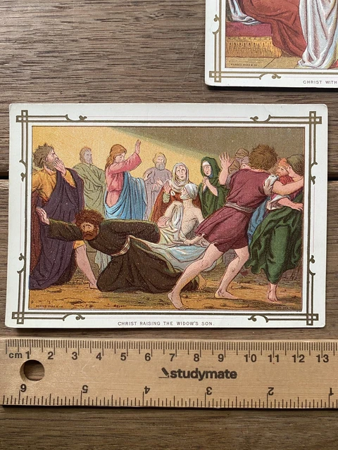 VINTAGE SCRIPTURE ART Collector Cards Bible Passages Ephemera 13cm x ...