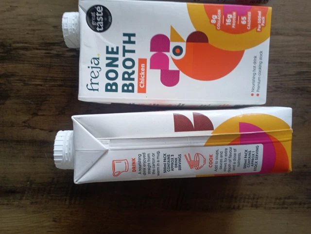 FREJA BONE BROTH Chicken 500ml - 3 x Chicken Cartons - Take Stock £16. ...