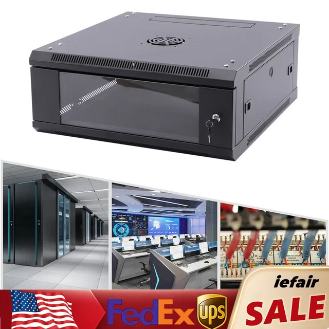 4U WALL MOUNT Server Rack Network Enclosure 24" Cabinet Rack Cable ...