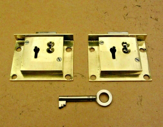 ANTIQUE DRAWER LOCKS Victorian era Both 2 levers (1 Key Fits Both The ...