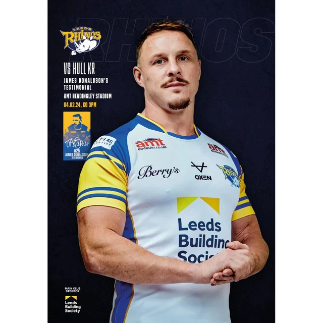 LEEDS RHINOS HULL Kr Official James Donaldson Rugby 2024 Testimonial ...