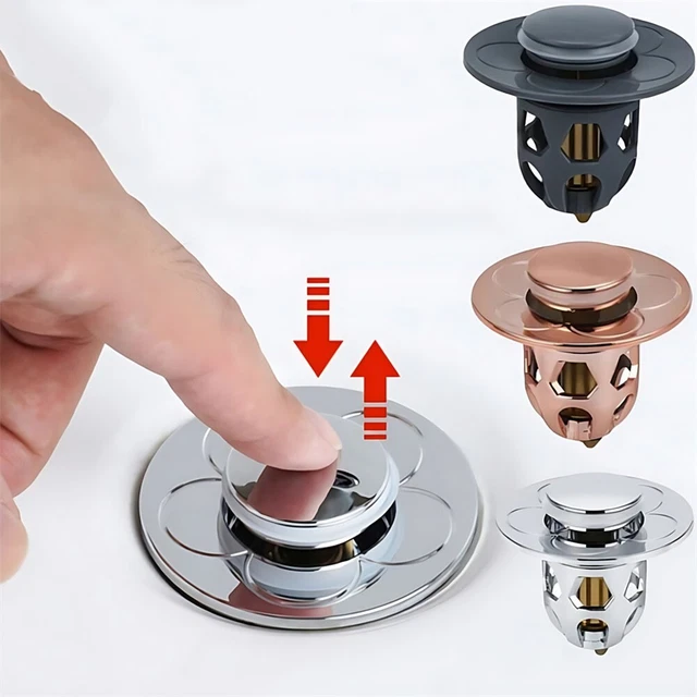 SPRING CORE DRAIN Let Push Type Sink Drain Built-in Filter £5.56 ...