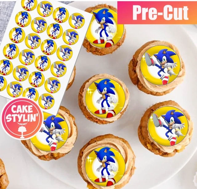 24 X SONIC THE HEDGEHOG Cupcake Toppers Edible Wafer Paper Cake PRE-CUT ...
