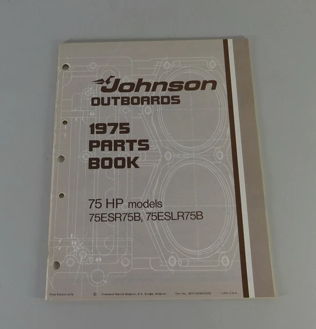 PARTS CATALOG OMC Johnson Outboards 75 HP Models Stand 03/1975 £24.29 ...