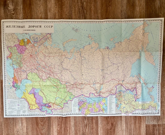 VINTAGE SOVIET MAP of railways of the USSR Large Format 1:8 000 000 £28 ...