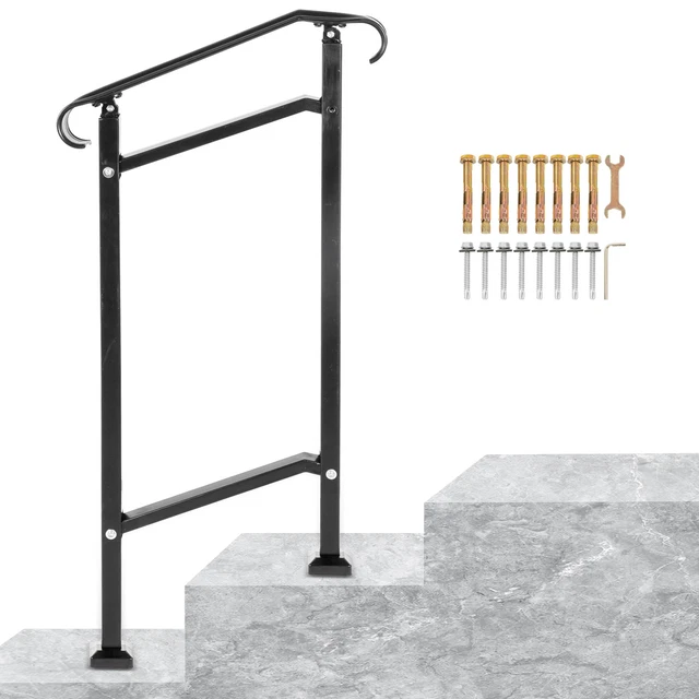 WROUGHT IRON HANDRAIL Stair Railing Fit 1 Step Adjustable Hand Rail EUR ...