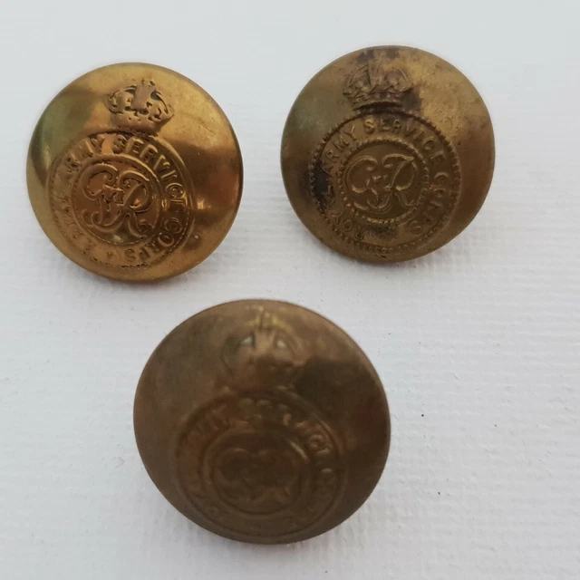 GEORGE VI WW2 Royal Army Service corps 3 brass buttons 19mm various ...