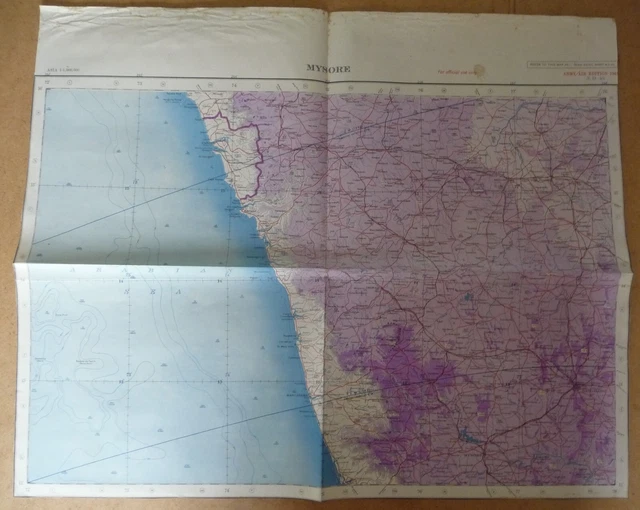 WW2 TRIMMED MAP Mysore Army/Air edition 1943 £19.99 - PicClick UK