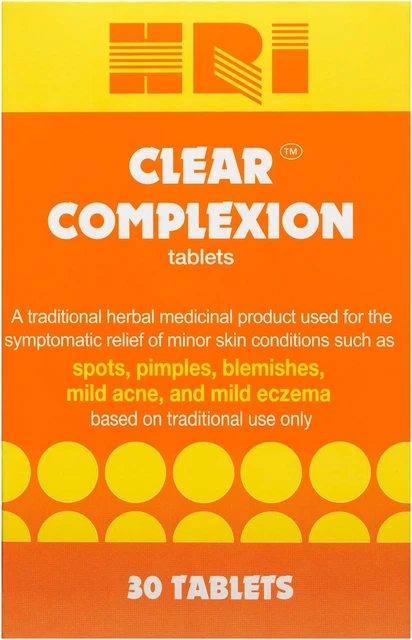 HRI CLEAR COMPLEXION 30 Tablets - for Symptomatic Relief of Minor Skin ...