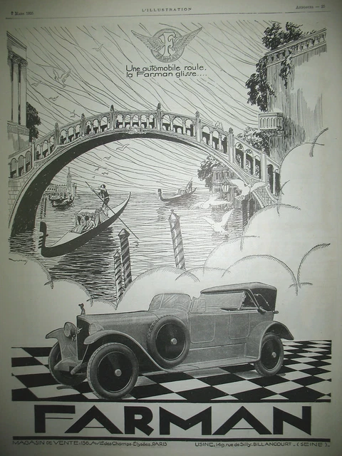 PUBLICITE DE PRESSE Farman Auto Venise Illustration Vilpelle French Ad ... PUBLICITE DE PRESSE Farman Auto Venise Illustration Vilpelle French Ad ...