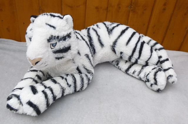 IKEA ONSKAD WHITE Siberian Snow Tiger Soft Plush Toy Black Stripes 24 ...
