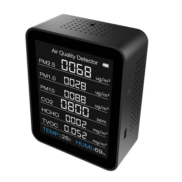 RILEVATORE CO2 8 in 1 monitor qualità aria per umidità temperatura HCHO TVOC PM2 5 EUR 75,36 ...