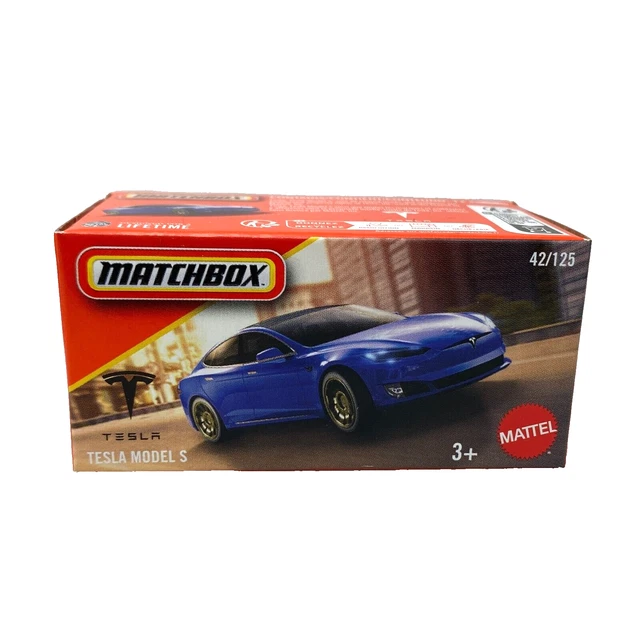 TESLA MODEL S Blue Matchbox MBX Metro 2025 MB1355 1/64 Toy Car Power ...