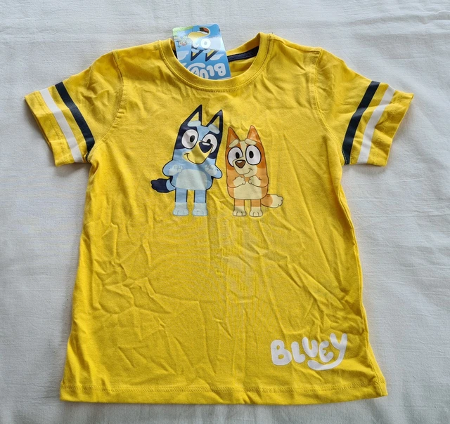 BLUEY BOYS BLUEY & Bingo Yellow Printed Short Sleeve T Shirt Size 2 New ...