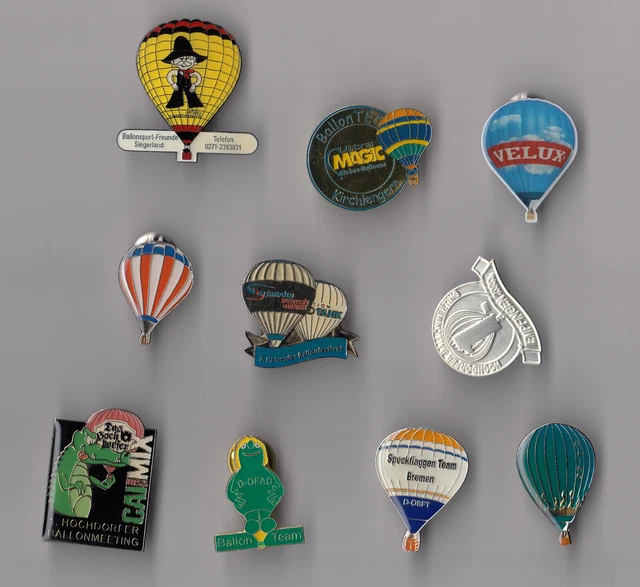 10 HOT AIR BALLOON pin badges bremen Siegerland Velux Magic Hochdorf £ ...