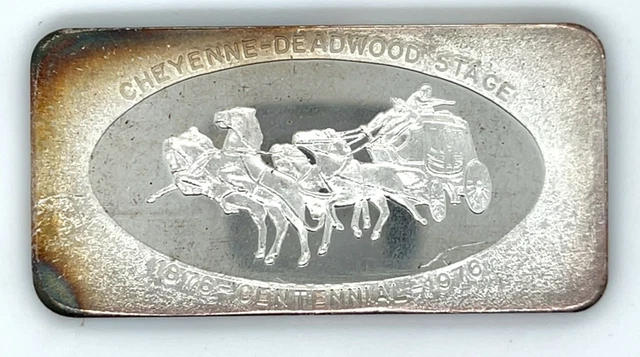 1976 CHEYENNE-DEADWOOD STAGE - Frontier Mint 1 oz. Silver Art Bar #0511 ...