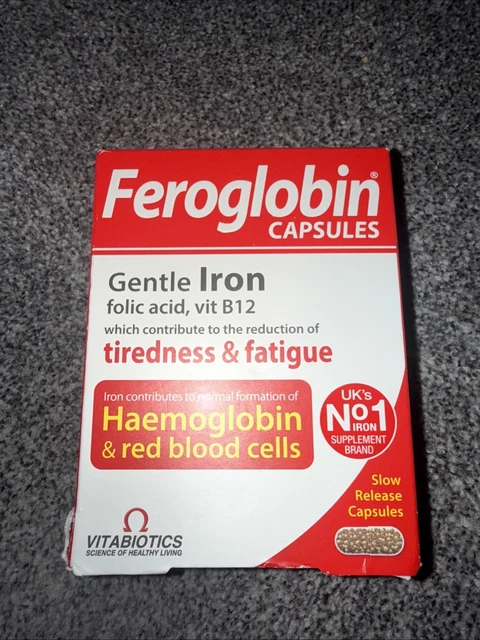 VITABIOTICS FEROGLOBIN ORIGINAL - 30 Capsules Iron Suppliment £3.29 ...