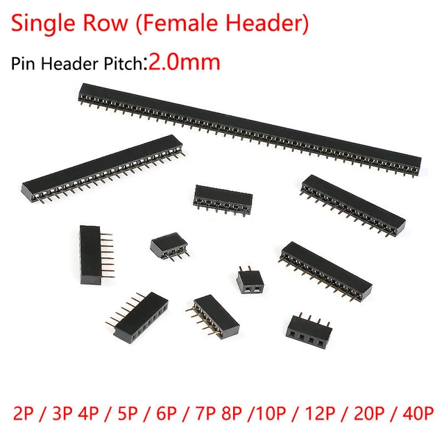 PITCH 2MM 2 Pin - 50 Pin PCB Female Header Pin Socket Straight Strip ...