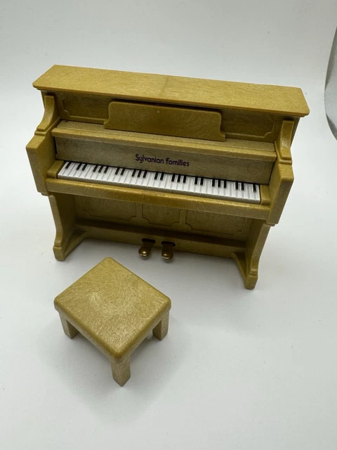 SYLVANIAN FAMILIES JAPAN Light Brown Upright Piano & Stool Vintage VGUC ...
