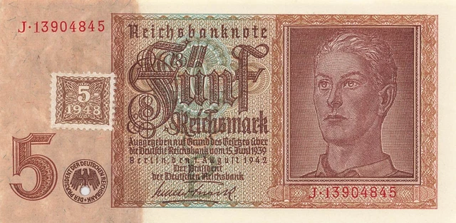 5 REICHSMARK, 1.8.1942 Kupon SBZ-4 Sowj. Besatzungszone DDR ...
