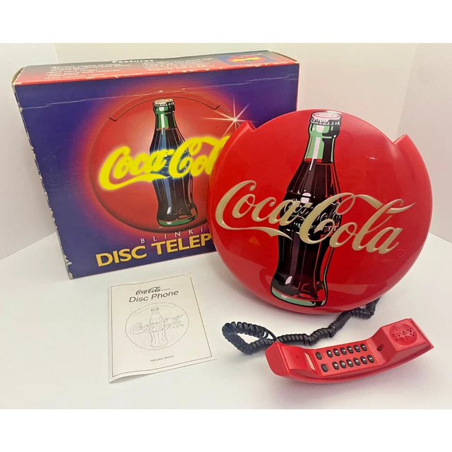 1995 RETRO COCA Cola Blinking Disc Telephone Original Box Complete Coke ...