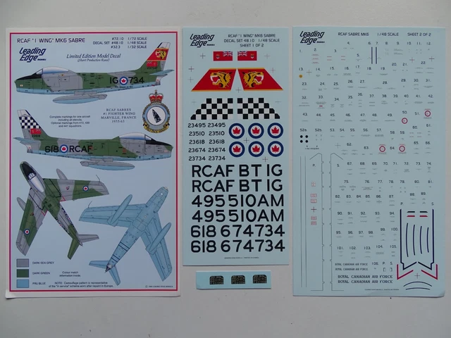 LEADING EDGE DECALS 1/48 F-86 Sabre Mk 6 RCAF 1St Wing EUR 12,00 ...