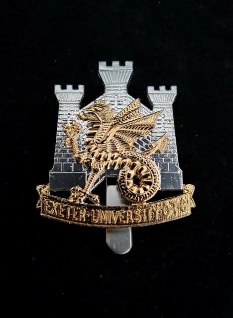 GENUINE EXETER UNIVERSITY OTC Staybrite Cap Badge British Army Officer ...