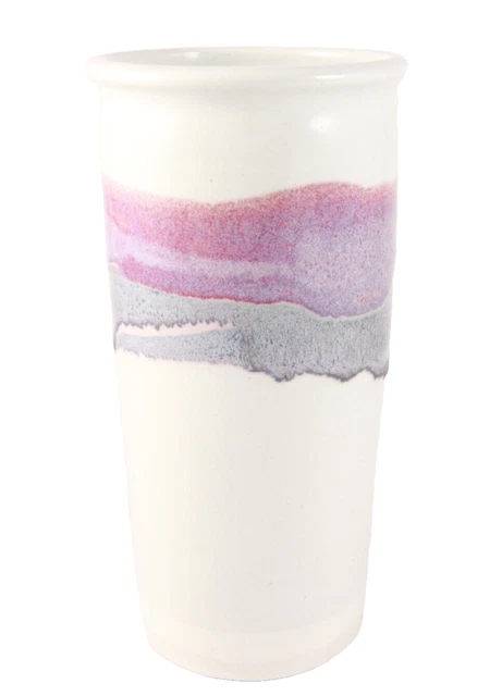 SIGNED BRUNING STUDIO Pottery Vase Thrown Cylinder PNW Seattle Pastels ...