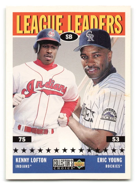 ERIC YOUNG KENNY Lofton 1997 Collector's Choice #59 Indiens Rocheuses ...